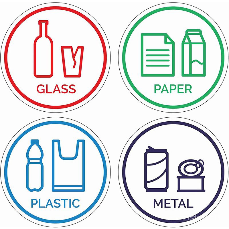 Glass,Paper,Plastic Sign Stickers Self-Adhesive Vinyl Decal Recycle ...