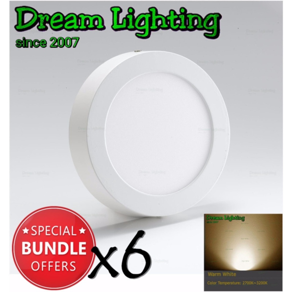 (x6pcs) 24w 12-Inch LED Surface Downlight Round Wahite (3000k)x6pcs ...