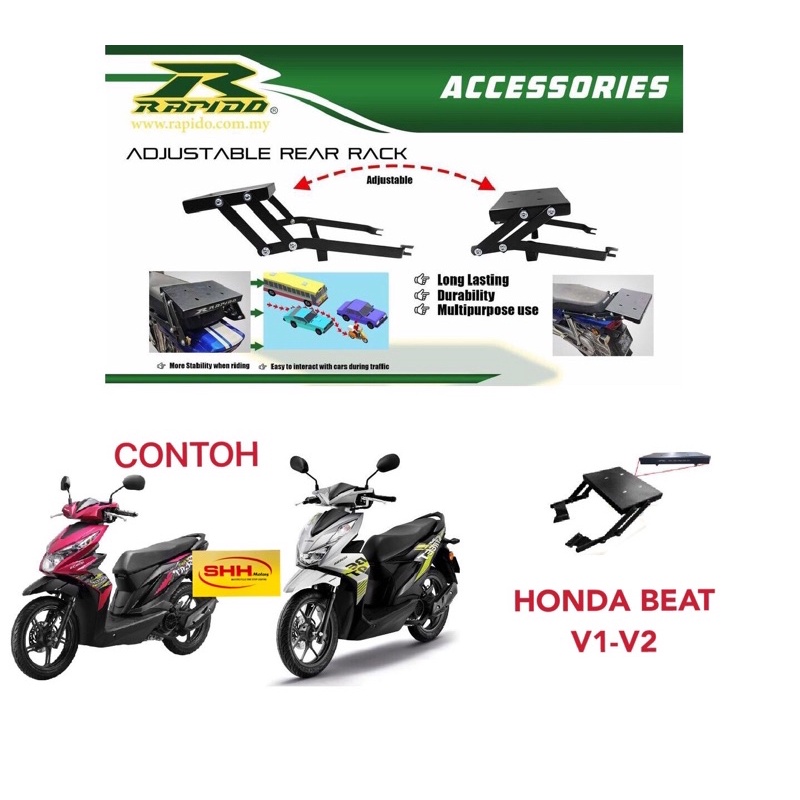 HONDA BEAT V1-V2 RAPIDO RACK STEEL MONORACK GIVI FRAME BAG | Shopee Malaysia