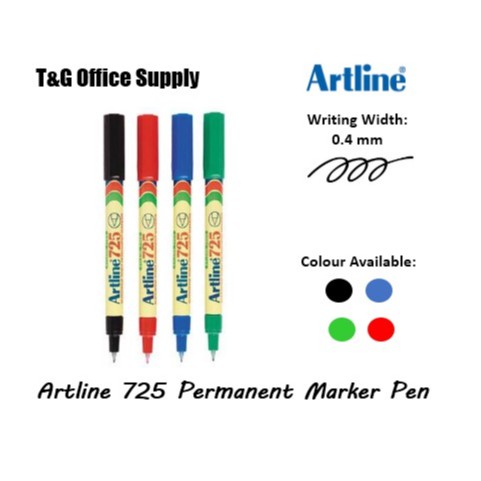 Artline 725 Permanent Marker Pen 0.4mm | Penanda Kekal (Black / Blue ...