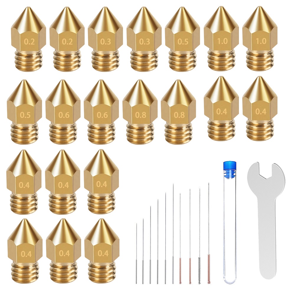 31Pcs MK8 Nozzles Kit Cleaning Needle M6 Brass Nozzle 3D Printer Part Stainless Steel Cleaning ...