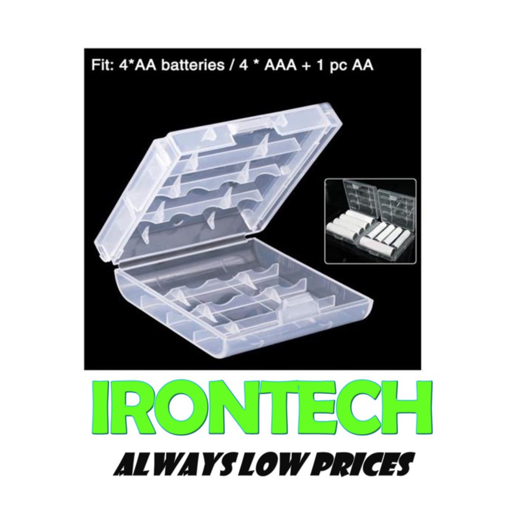 2A 3A Battery Case Clear Box Holder 2AA/ 3AAA Cell Battery Storage Box ...