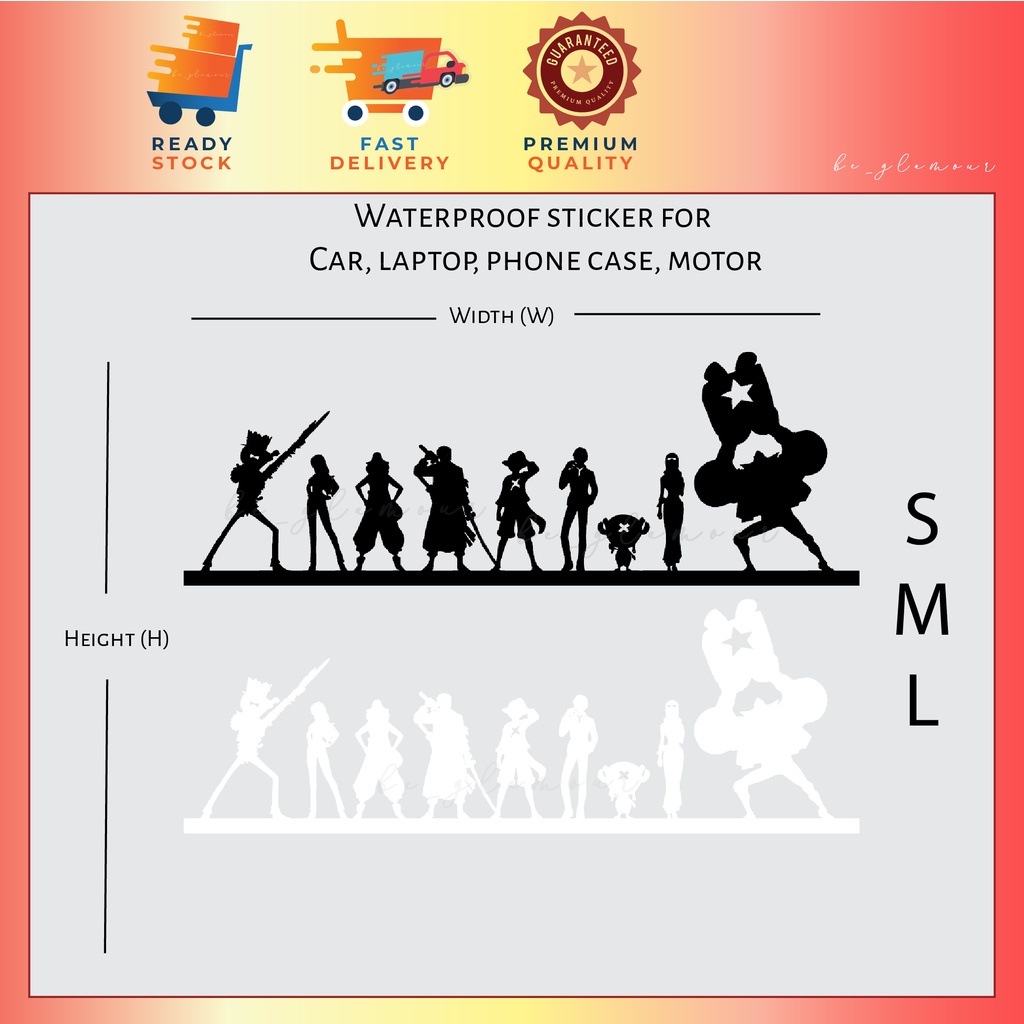 [D2]One Piece Mugiwara Crew Car Sticker Reflective Stiker Strawhat zoro ...