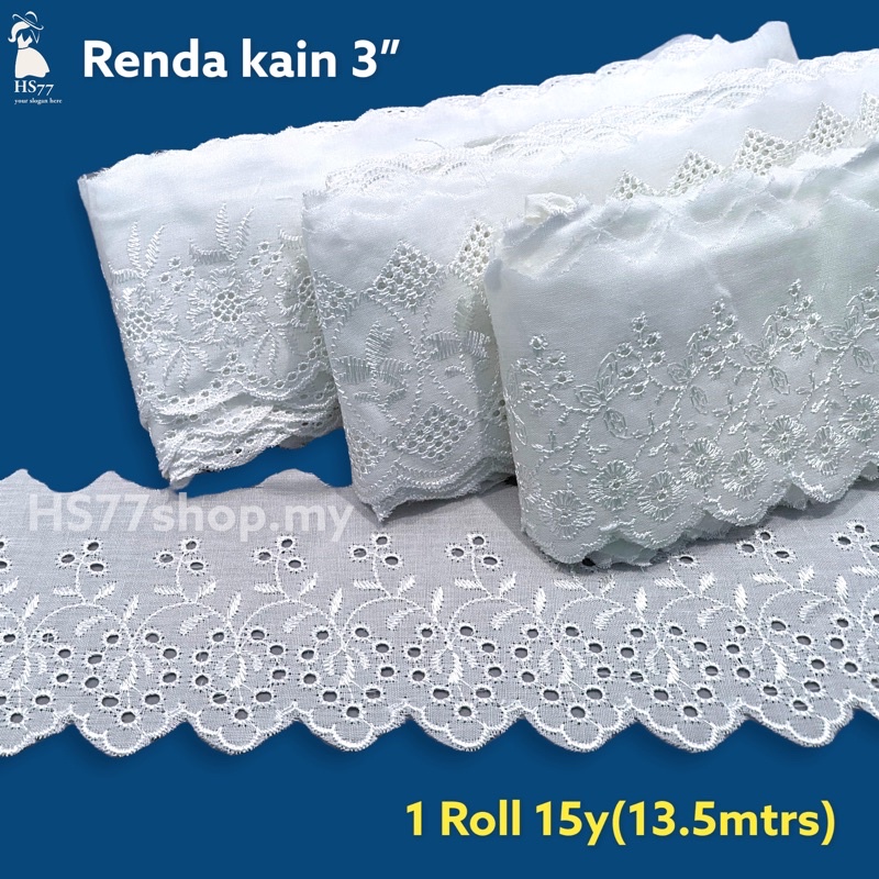 [ 15y-13.5m ] Renda kain 3”(7.5cm)/ renda kain 3inch/ renda sejadah ...