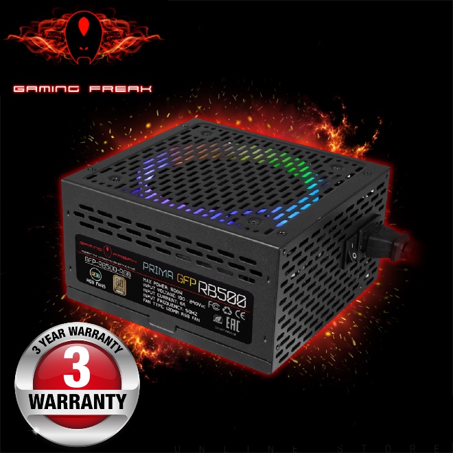 AVF Gaming Freak Prima RB500W RGB 500W 80PLUS Bronze Power Supply RB500 ...