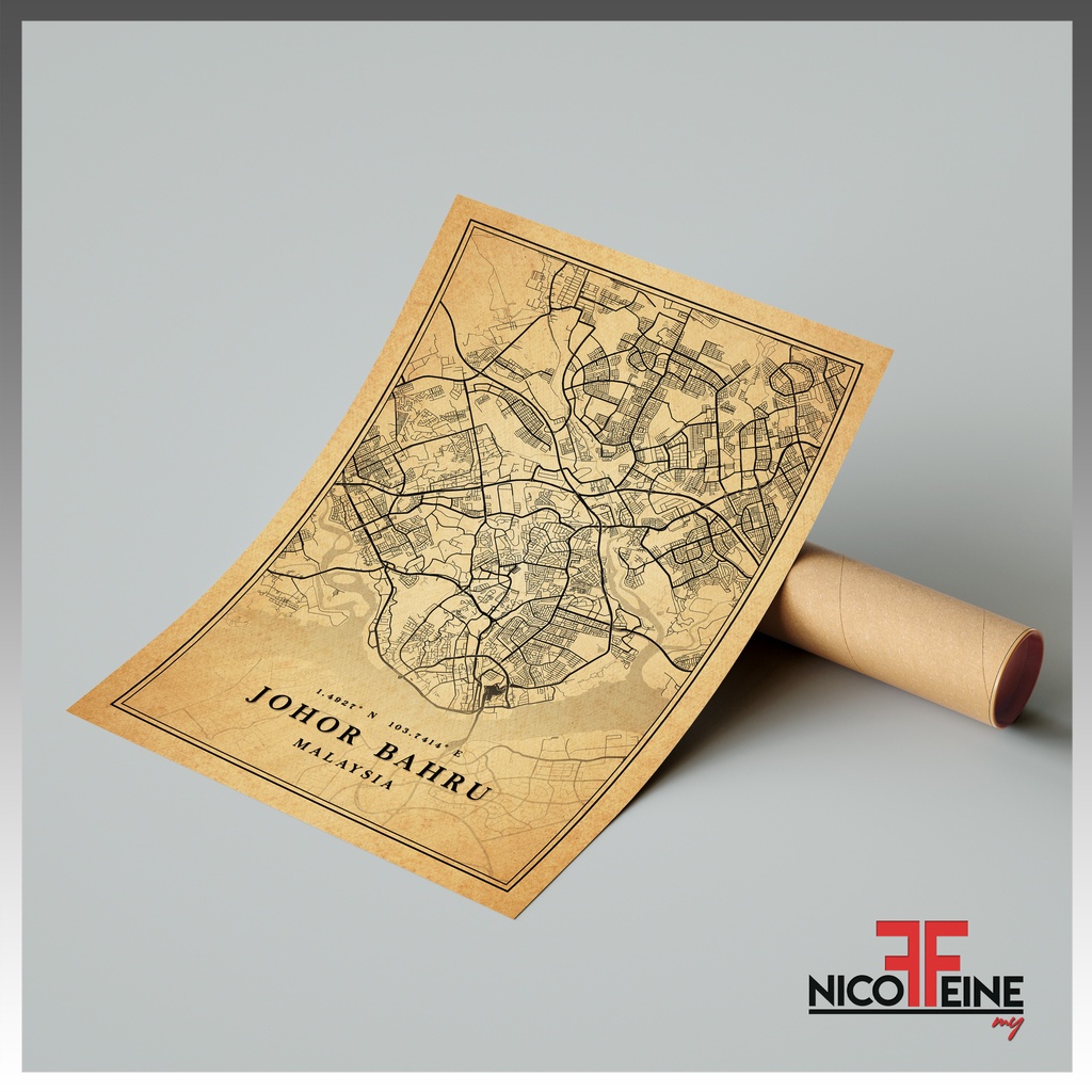 [Poster Only] Johor Bahru Malaysia Minimal Map Art Vintage Classic ...