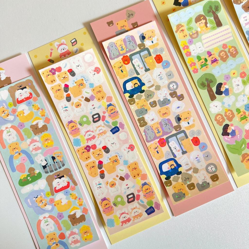 Steve Korean Ins Bear Daily Stickers Sparkling Cartoon Journal ...