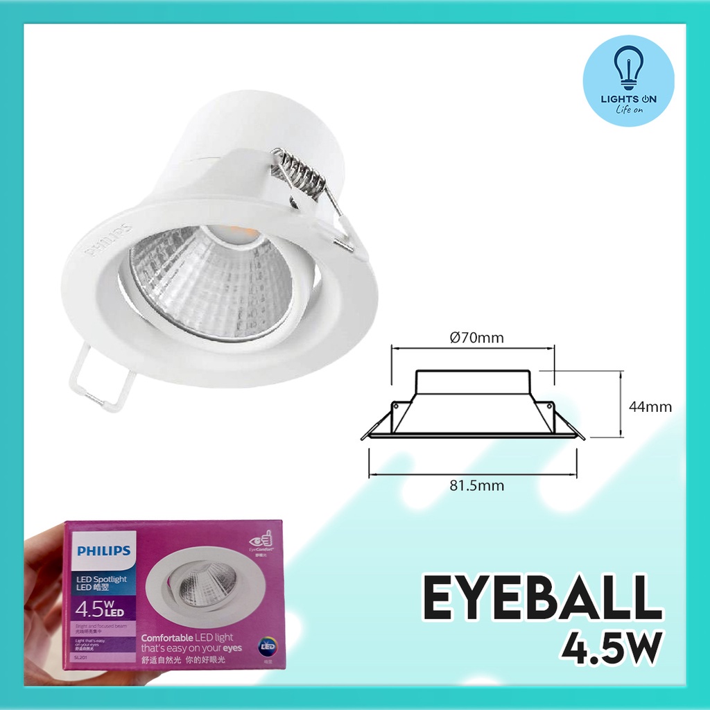 Philips LED Eyeball 4w/4.5w SL201 Recessed Spotlight Ceiling Light ...
