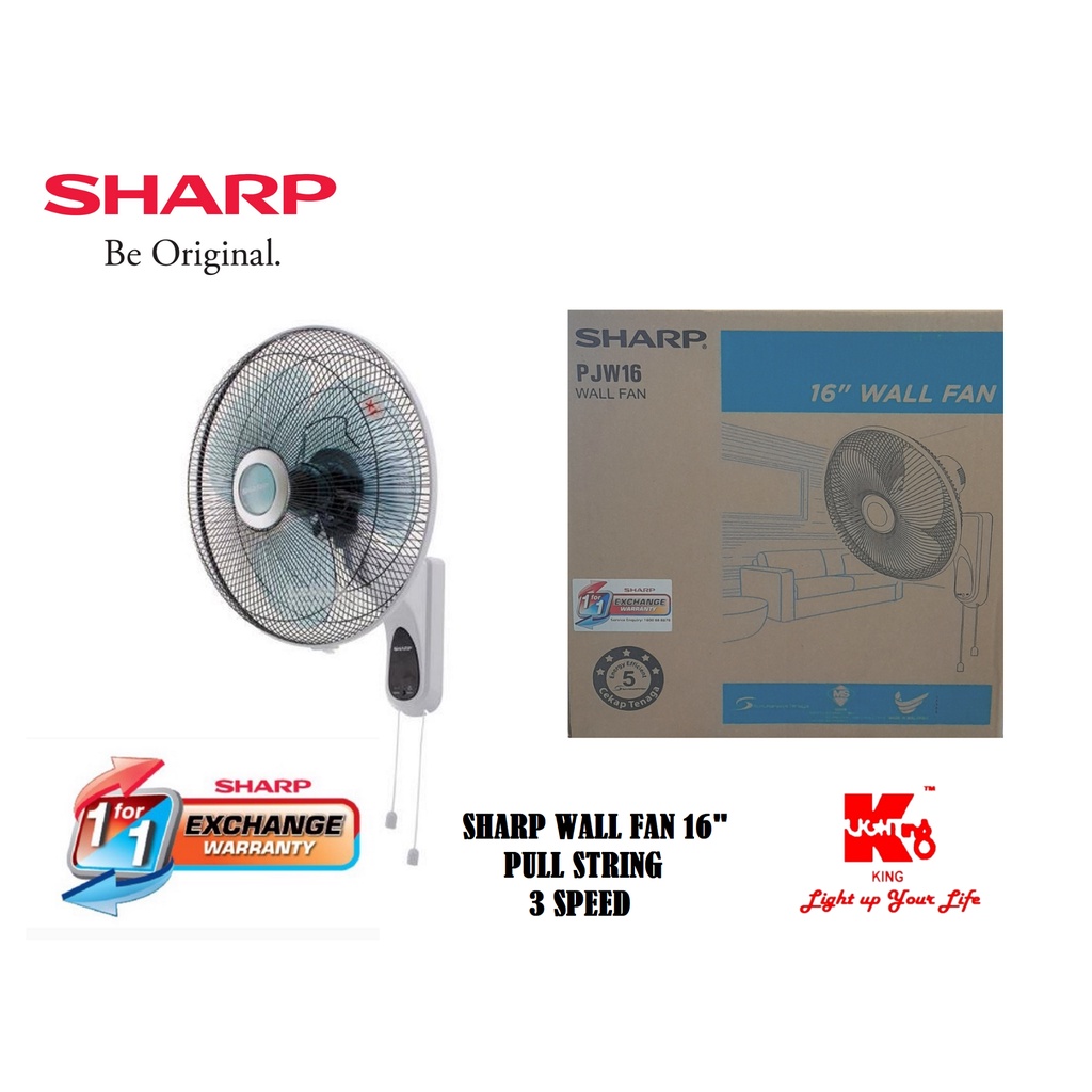 SHARP WALL FAN 16" PULL STRING PJW16GY with 3 Speed Function | Shopee ...