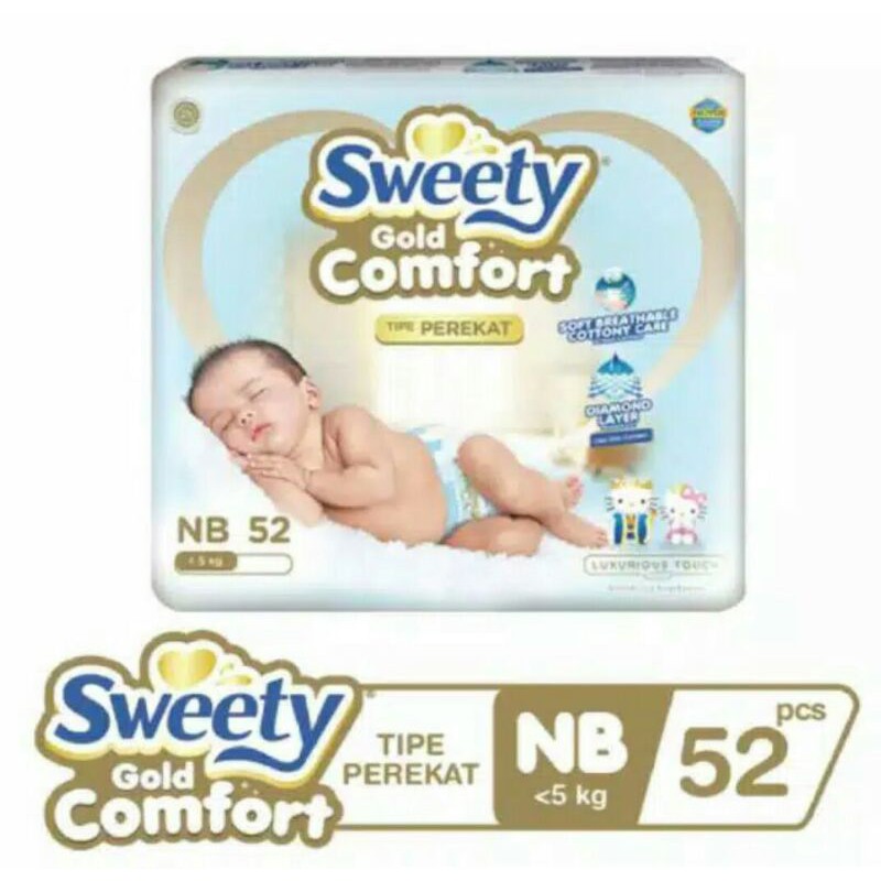 Sweety Gold Comfort Nb 52, S50 / Newborn Adhesive Type Diapers | Shopee ...