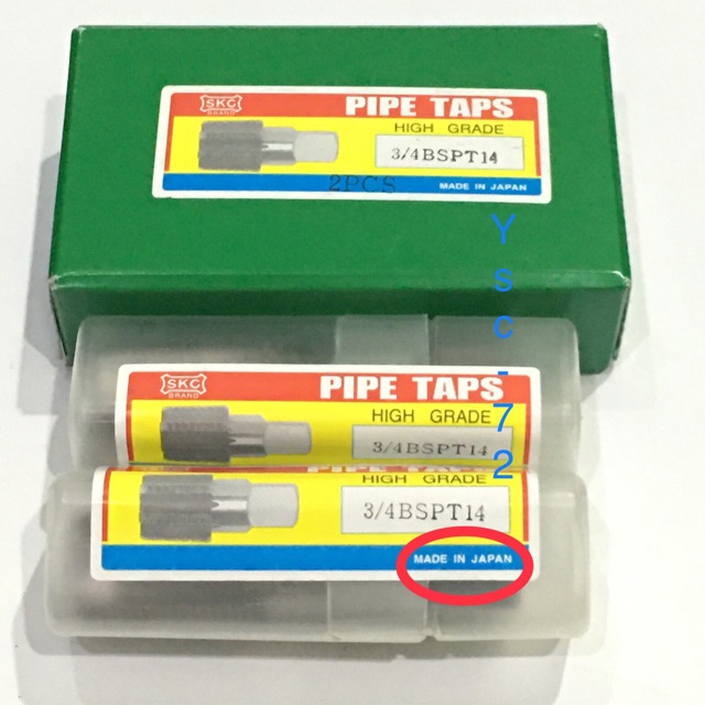 SKC BSPT HAND TAP ( 2PCS SET ) 1/8,1/4,3/8,1/2,3/4,1''BSPT PIPE TAP ...