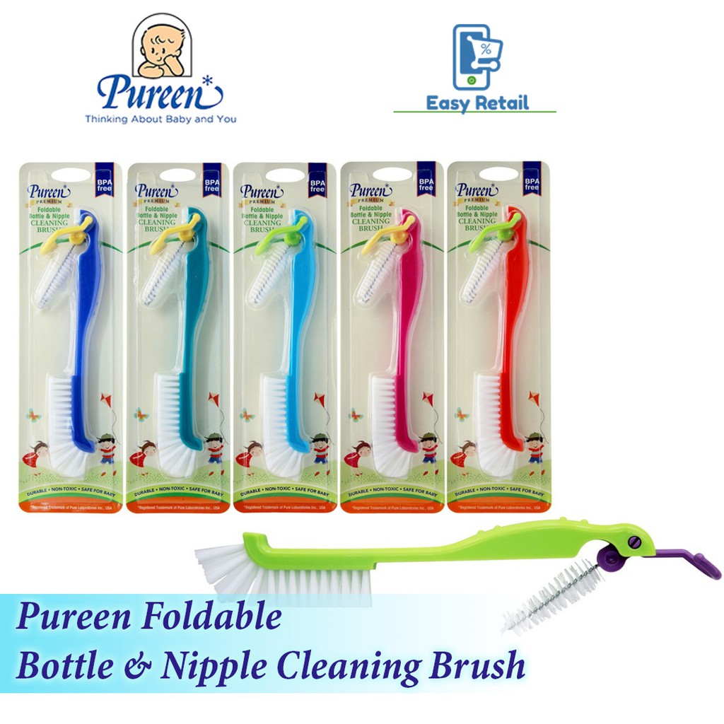 Pureen Foldable Baby Bottle & Nipple Cleaning Brush Berus Botol Susu ...
