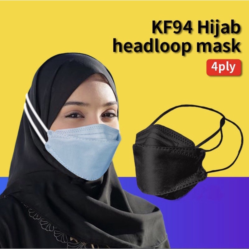 10pcs KF94 Mask Head Loop Mask Hijab Mask KF94 3D 4 Layers Protection ...