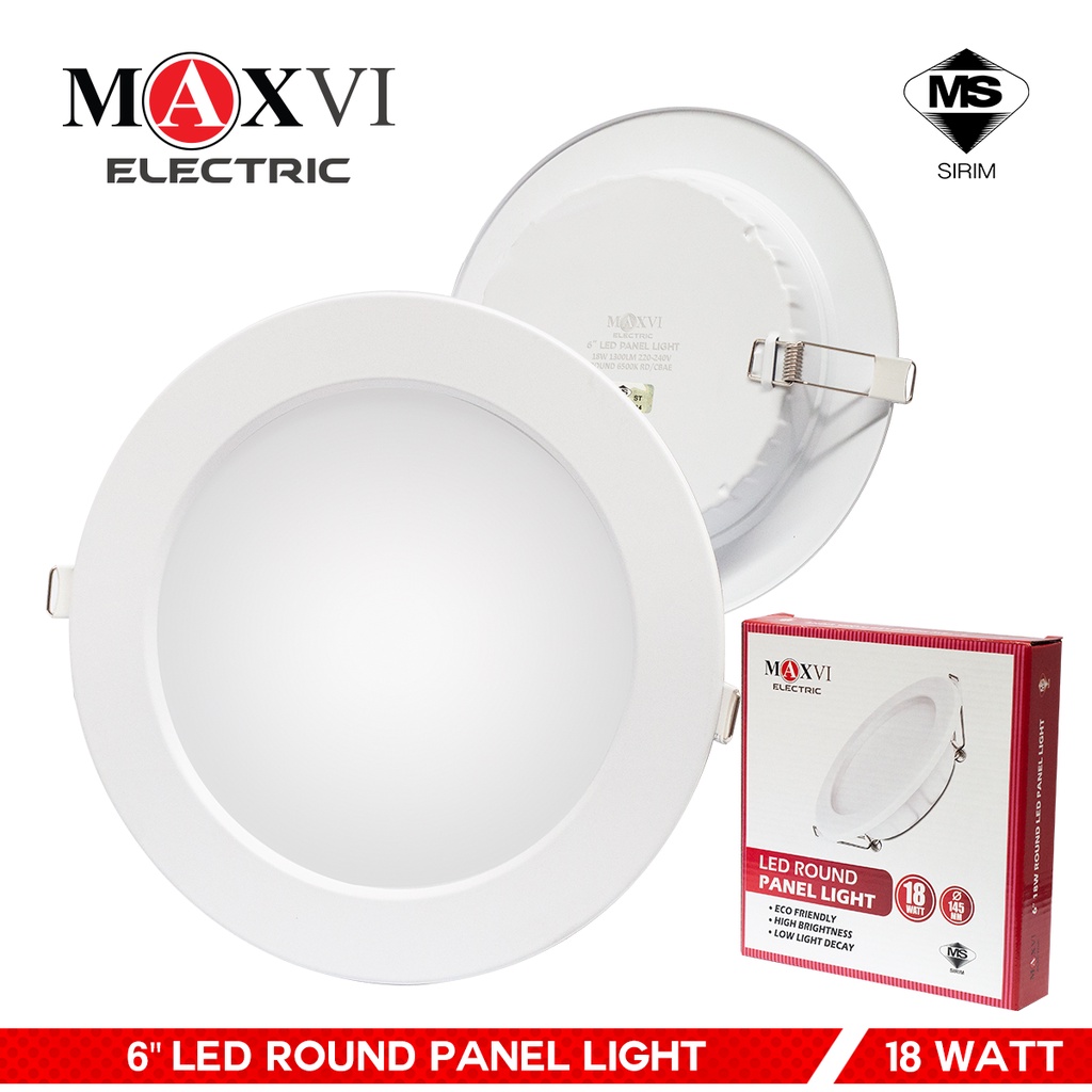 MAXVI 18W (6") LED ROUND PANEL LIGHT (D/L) 6500K -SIRIM | Shopee Malaysia