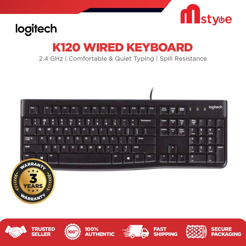 Logitech K120 Wired Compact Keyboard (920-002582) | Shopee Malaysia