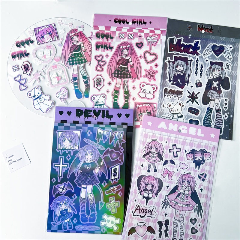 ins Cute Cartoon Girl Character Cuckoo Card Sticker Laser Flashing ...