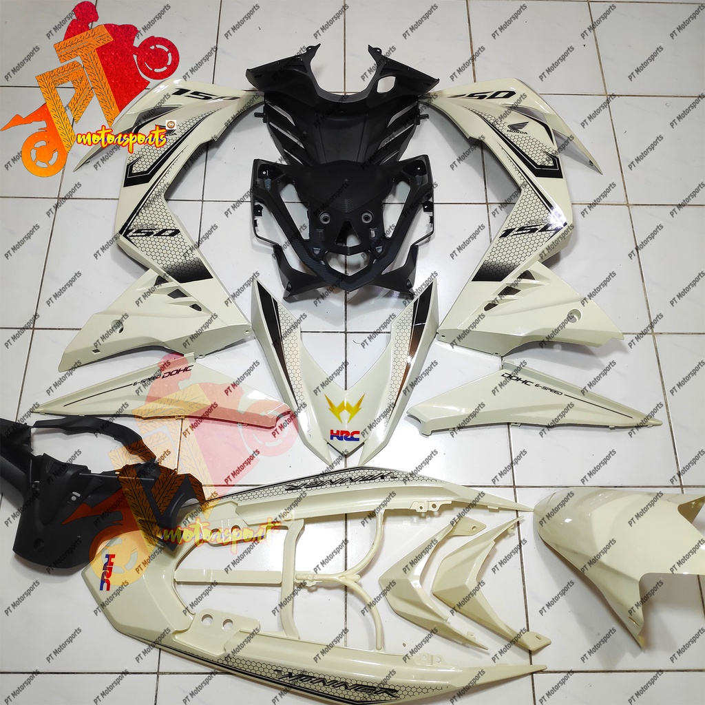 Honda RS 150 V1 V2 Cover Set Creamy White Winner 6 HRC Transparent Sticker | Shopee Malaysia