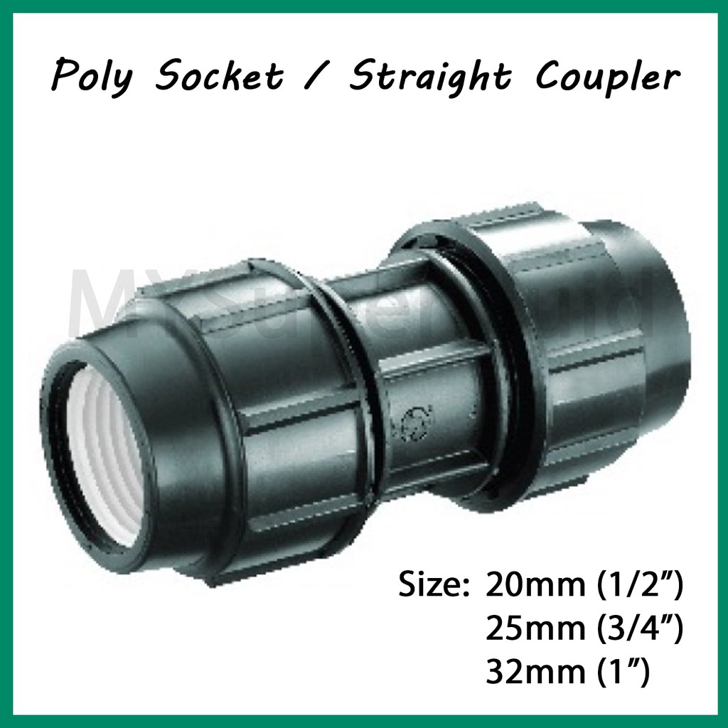 HDPE FITTINGS POLY SOCKET / STRAIGHT COUPLER [20mm] [25mm] [32mm ...
