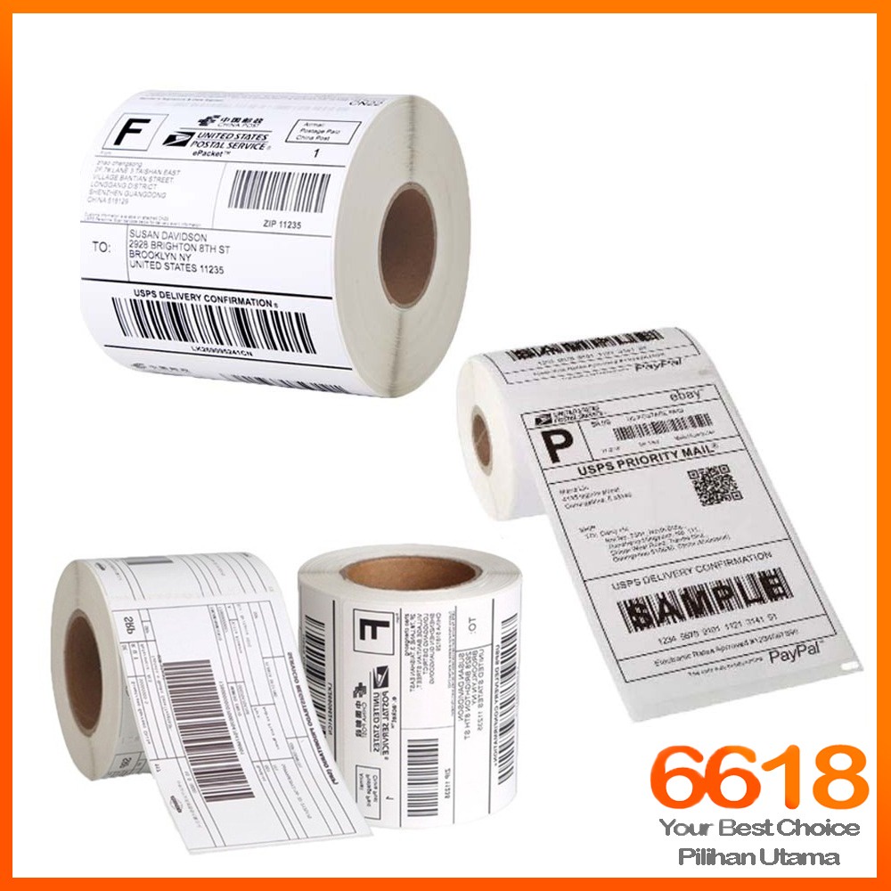 A6 500 Helai Label Kertas Termal Roll Pelekat Thermal Paper Label Roll ...