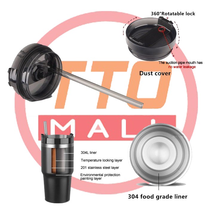 [TTO] THERMOS THERMAL CUP WITH STRAW 304 STAINLESS STEEL THERMOS CUP ...