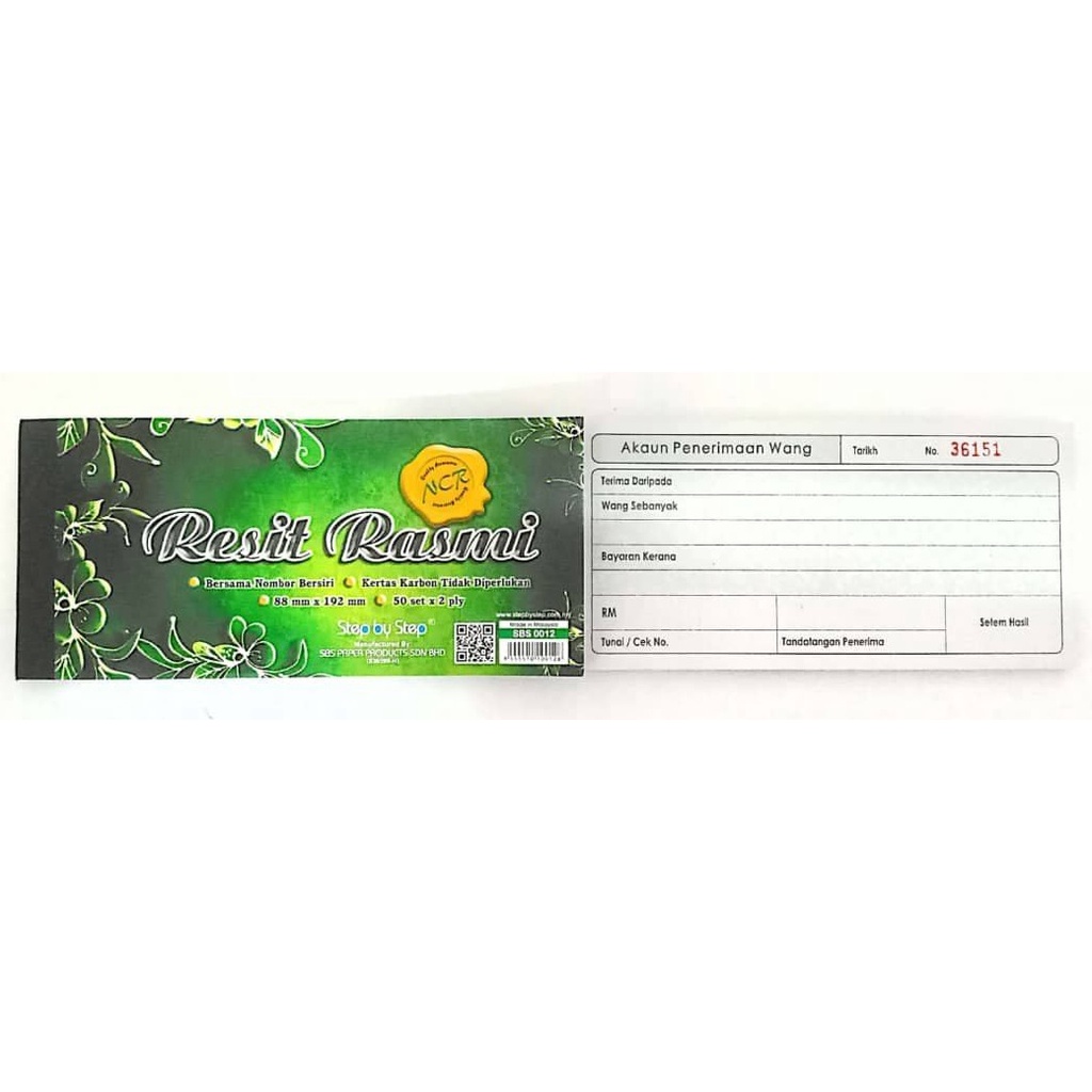 Official Receipt/ Resit Rasmi/ House Rental Receipt 88mm x 192mm ...