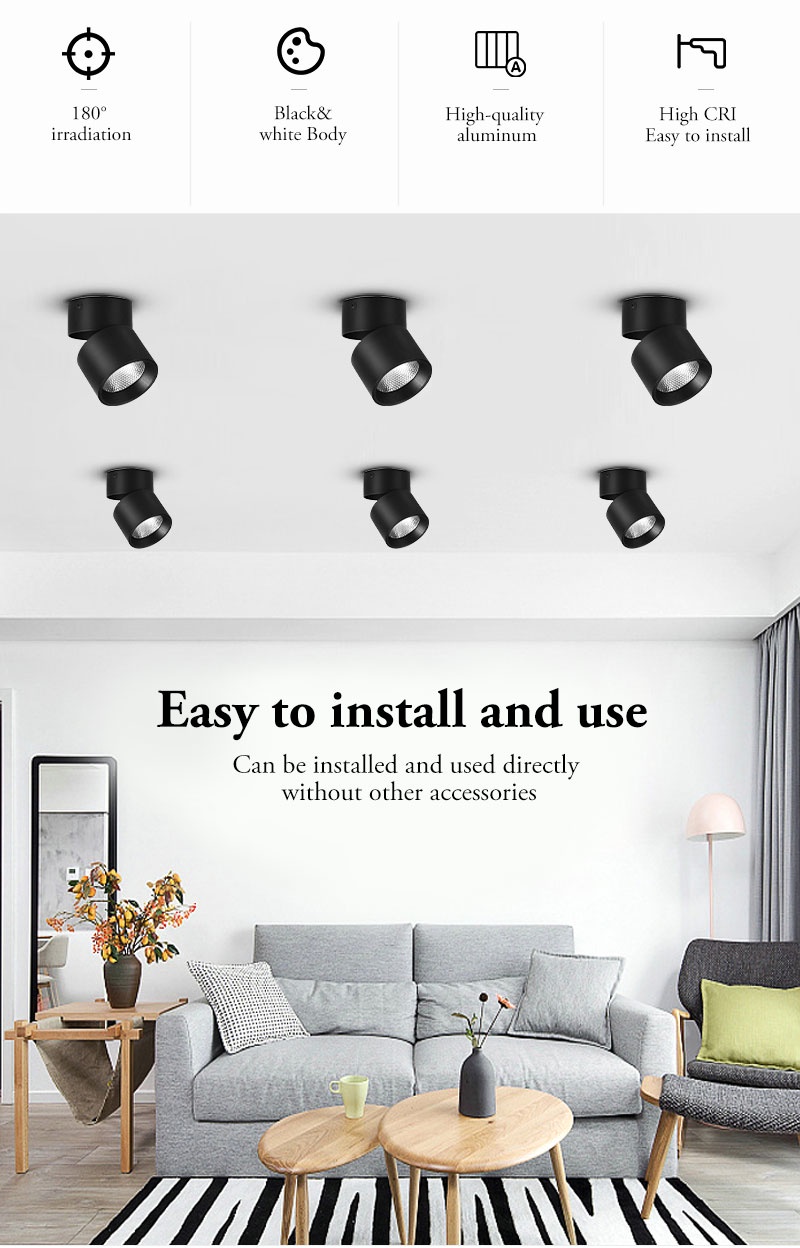 3 Colors Led Downlight Spotlight Foldable Ceiling Lights 220V Surface ...