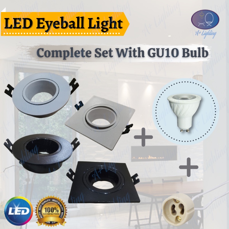 [Set] LED EYEBALL SPOTLIGHT WITH GU10 7W 5W BULB FITTING FRAME RECESSED ...
