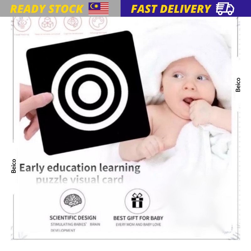 Newborn Baby Visual Practice Black And White Flash Card | Shopee Malaysia