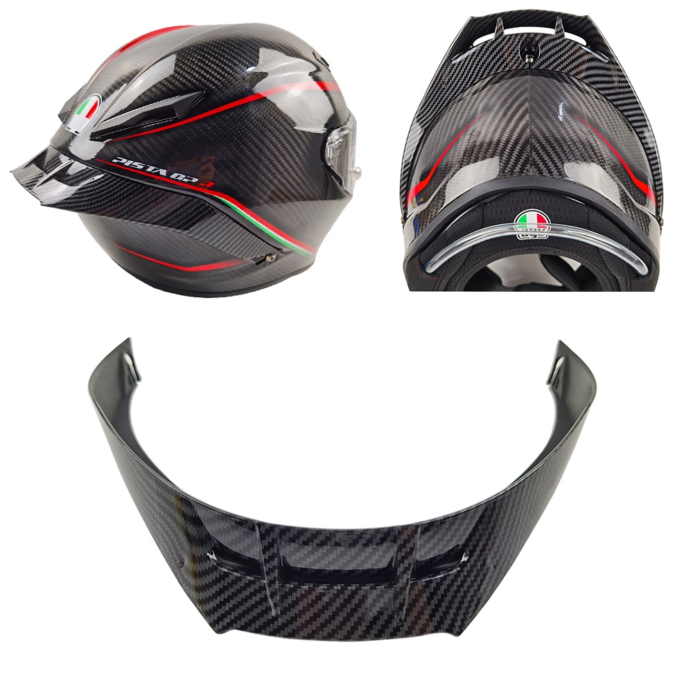 Carbon fiber appearance Motorcycle Rear trim helmet spoiler case for ...