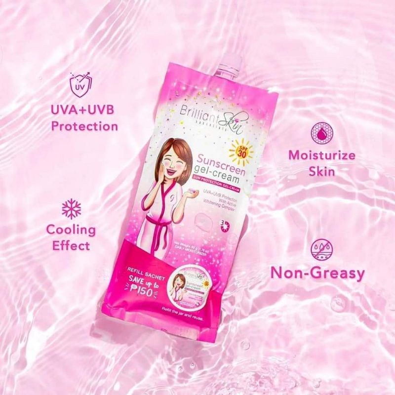 🇲🇾BRILLIANT BS SUNSCREEN GEL CREAM 50GM 100% ORIGINAL‼️ MONEY BACK ...