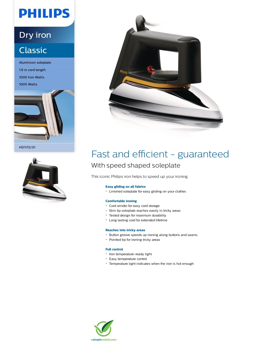 Philips Classic Dry Iron HD1172 | Shopee Malaysia