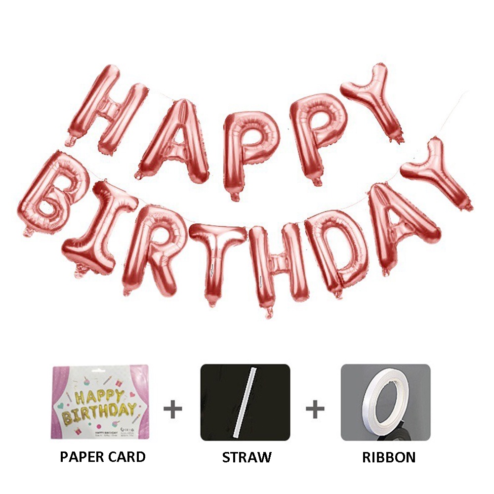 [READY STOCK] 13 Alphabets HAPPY BIRTHDAY Balloon Letter Set Color 16 ...