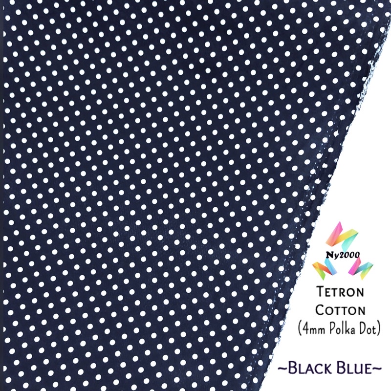 Kain Tetron Cotton TC (Polyester) Corak 4mm Polkadot (Bidang 48 inci ...