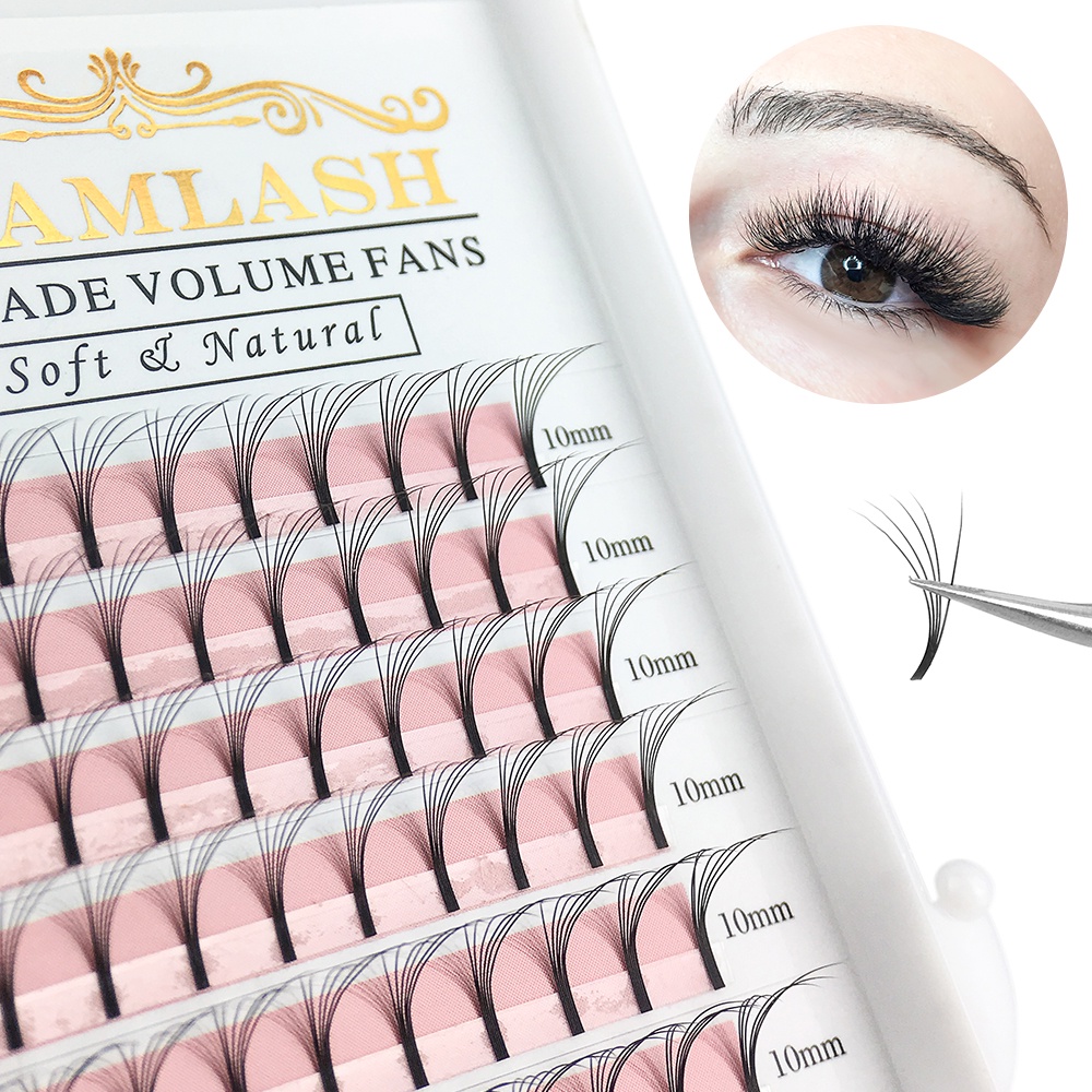 GLAMLASH 5D Long Stem Lash Premade Russian Volume Fans Mink Eyelashes ...