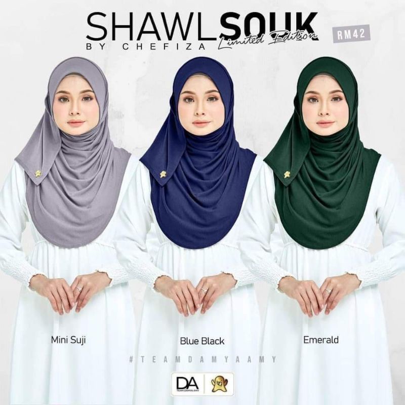 SHAWL SOUK BERHANTU BY CHE FIZA instant shawl bcf shawl cotton | Shopee ...