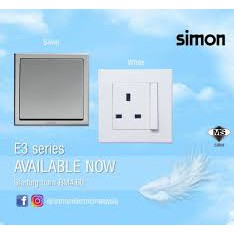 SIMON E3 SWITCH SOCKET/SIMON SWITCHES/SIMON E-3 SOCKET FULL WHITE ...