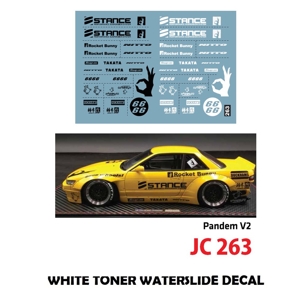 JC263- PANDEM V2 DECALS Hotwheels 1:64 diecast custom white toner ...