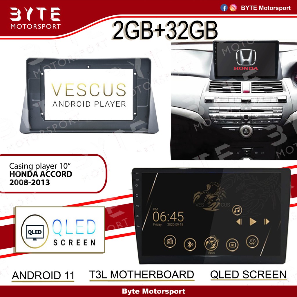 🦂VESCUS 🦂[2+32] DSP 📳4G Sim📳 Octa-Core Processor QLED Screen Honda Accord 08-13 Android Player ...