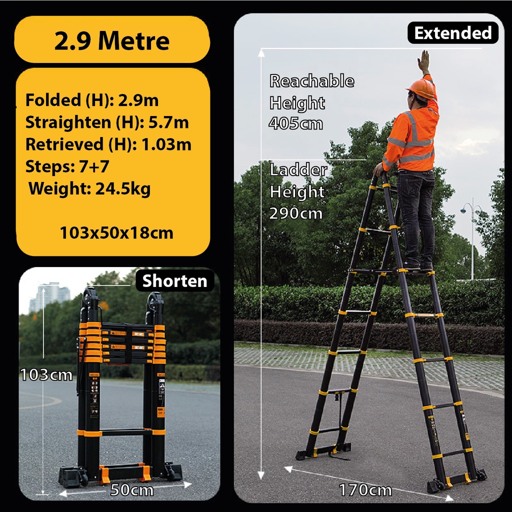 Double sided Telescopic ladder multipurpose Tangga lipat Heavy duty ...