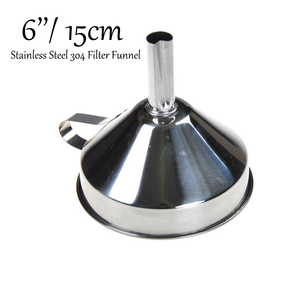 11CM 6” / 4” 5” 13CM 15CM Stainless Steel 304 Filter Funnel Oil Liquid Fluid Filter Funnel ...
