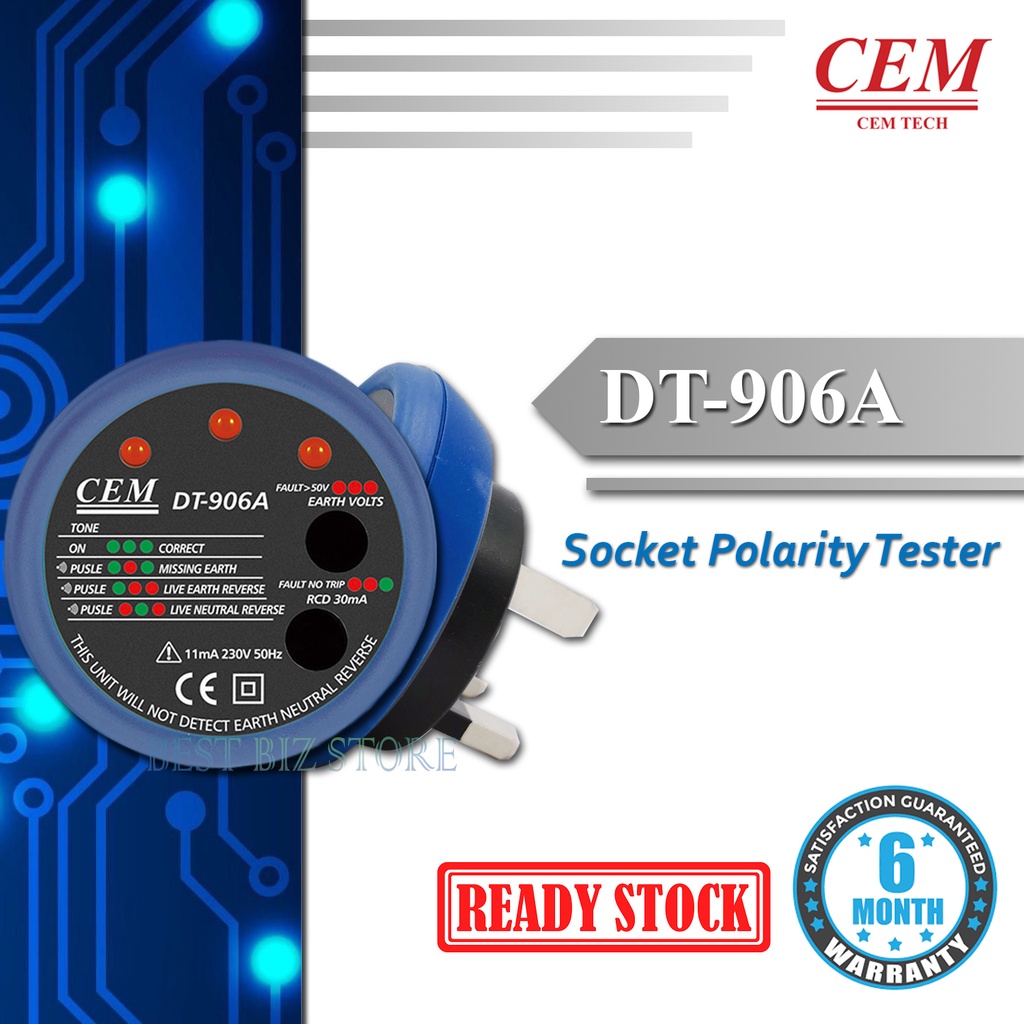 CEM DT-906A Socket Polarity and Earth Leakage Tester (Clearance Stock ...