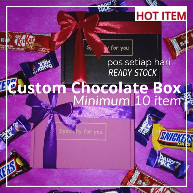 (MIN 10 ITEM) custom gift box custom coklat box custom surprise gift ...