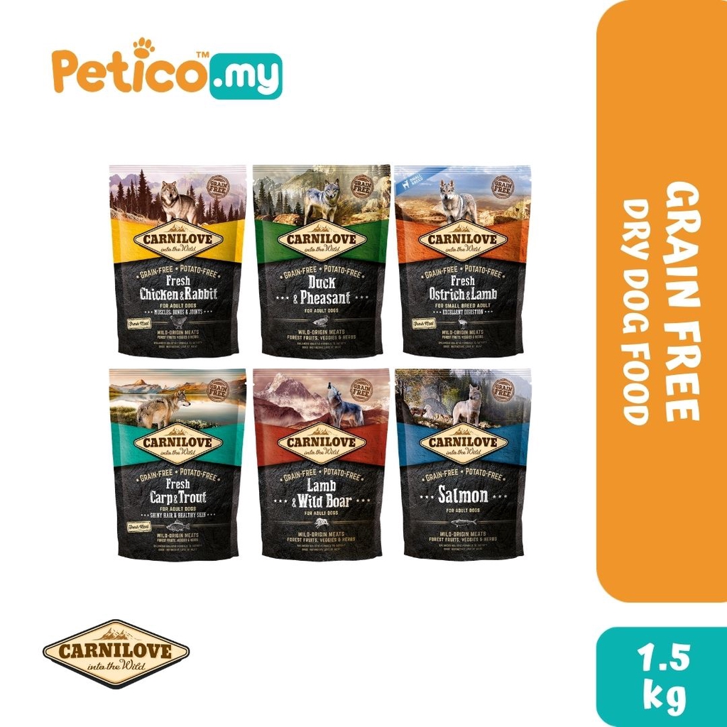 Carnilove 1.5kg Dry Dog Food (Lamb / Ostrich & Lamb / Carp & Trout ...