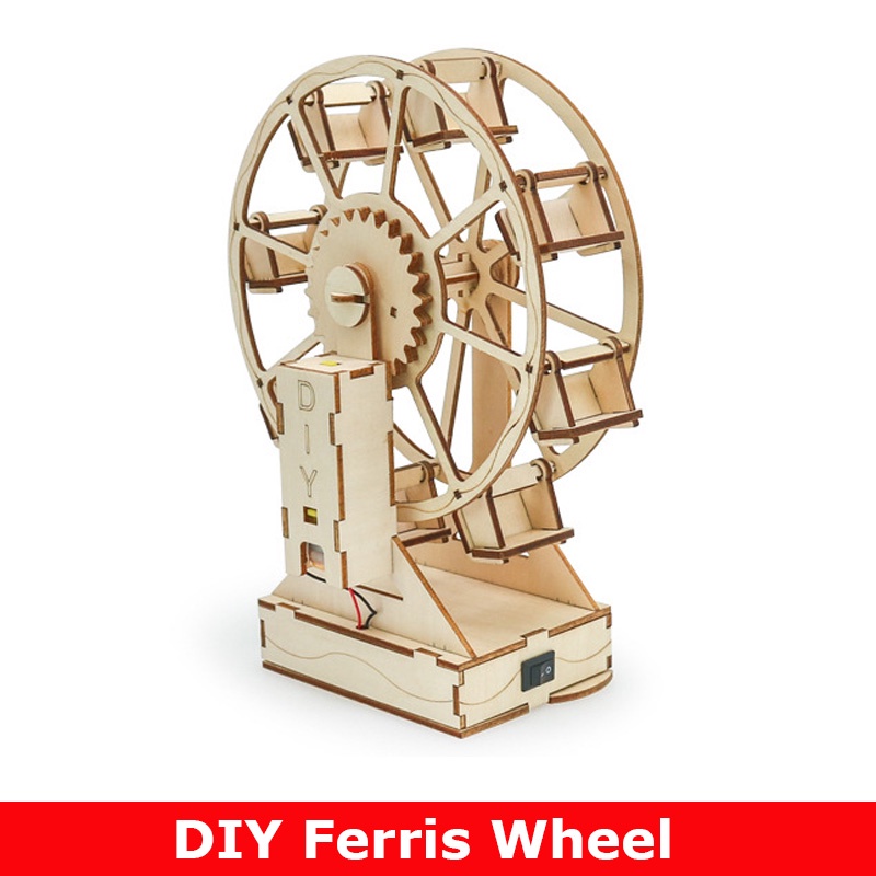 Creative Electric Ferris Wheel DIY Science Set Wooden Puzzle Craft ...