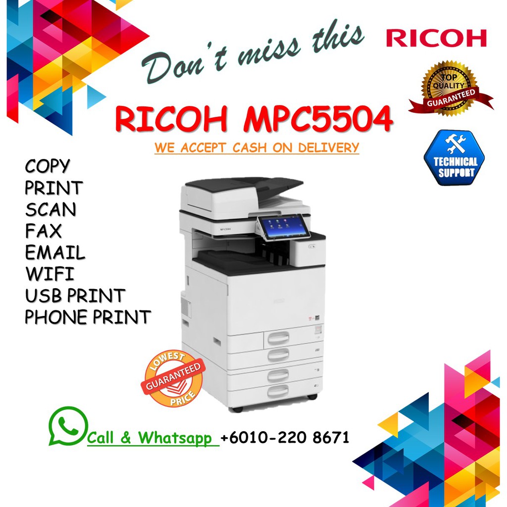 Ricoh MPC5504 Recond Mesin Warna Photostat | Shopee Malaysia