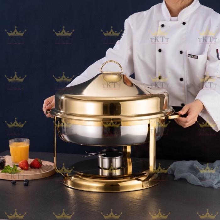 TKTT 42cm Hanging Bell Dome Chafing Dish Buffet Serving Golden Bell ...
