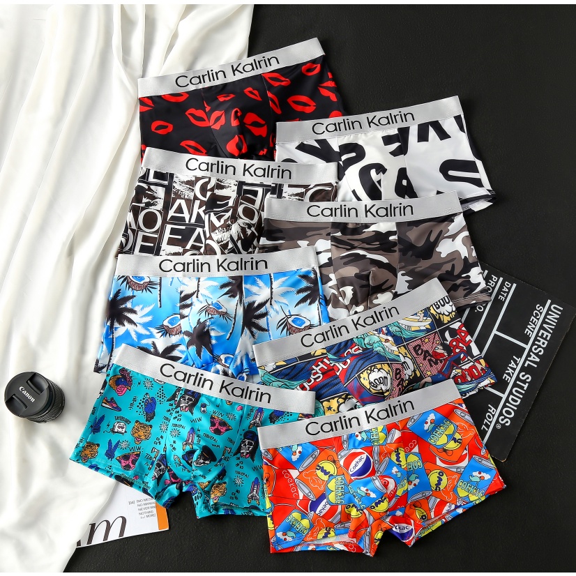Mens Boxer Traceless Underwear Ice Silk Breathable Soft Fashionable
