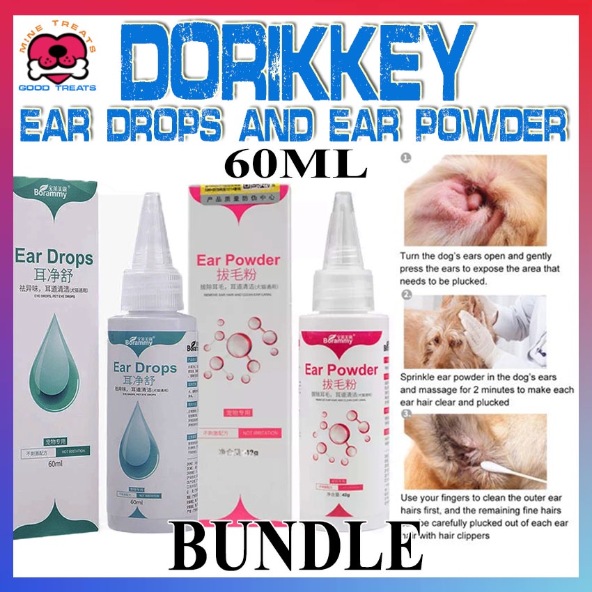 (BUNDLE) Borammy Ear Drops 60ml Cat Dog Mites Odor Removal W Ear Powder ...