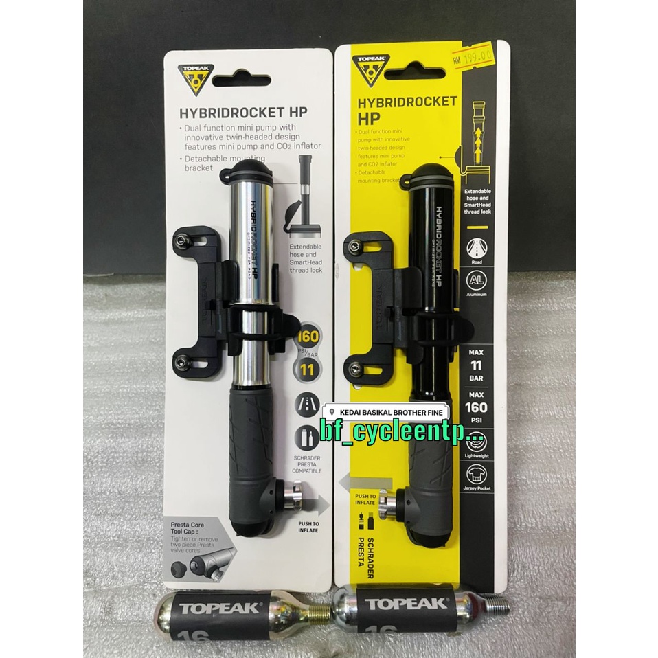 ORIGINAL TOPEAK HYBRID ROCKET HP PUMP 160PSI WITH CO2 | Shopee Malaysia