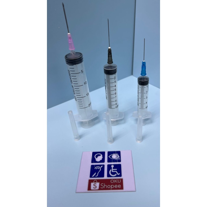 JARUM PICAGARI Disposable Sterile SYRINGE with Needle 5ML/10ML/20ML LUER SLIP needles ink ...